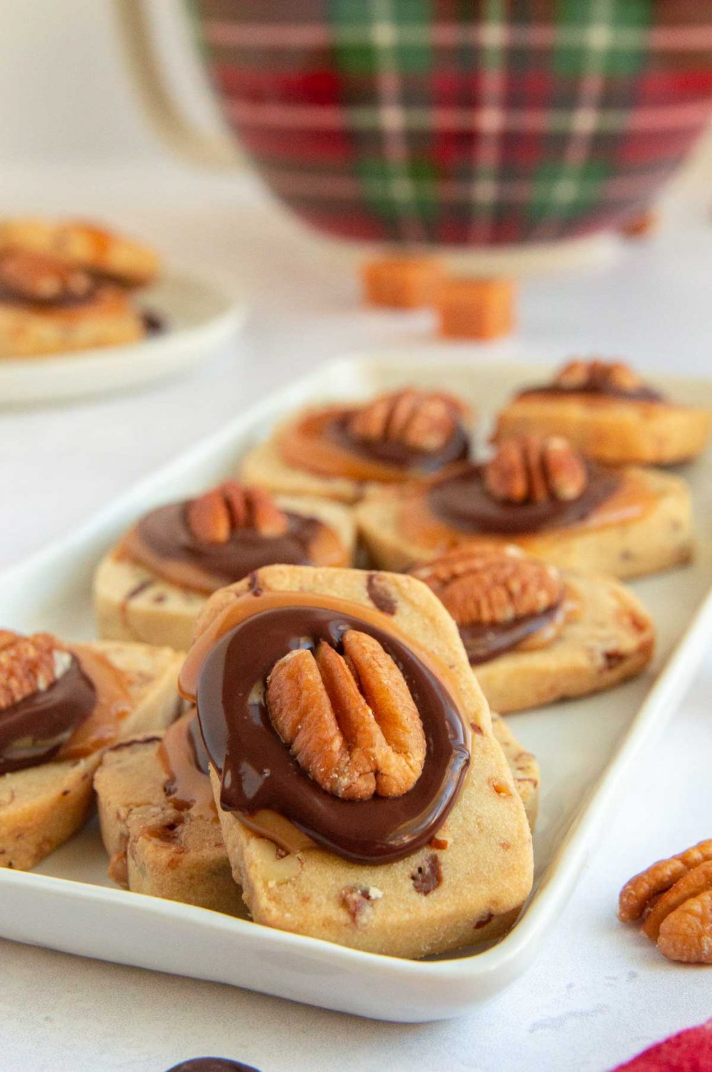 Butter Pecan Shortbread Cookies with a Turtle Topping - West Via Midwest