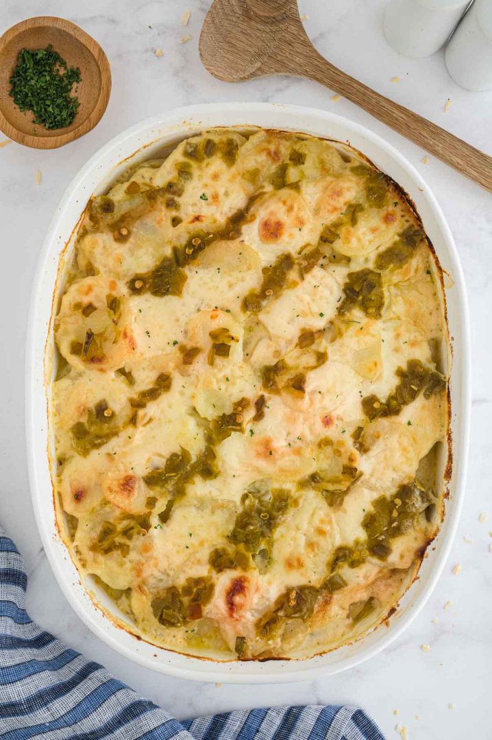 Creamy Au Gratin Potatoes with Green Chilis - West Via Midwest